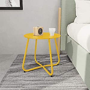 Grand patio E-Coated Steel Side Table, Weather- Resistant Outdoor 18” Round End Table Accent Table for Bistro Balcony Apartment, Yellow