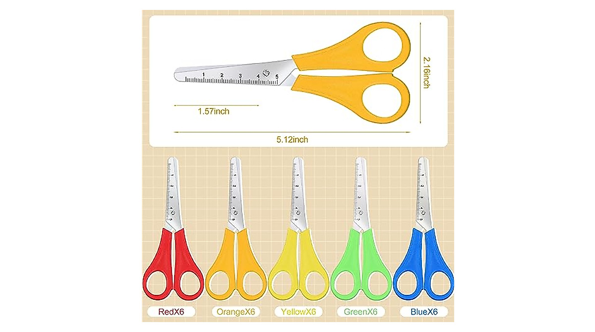 60 Pcs School Supplies: Safe Scissors & Rulers