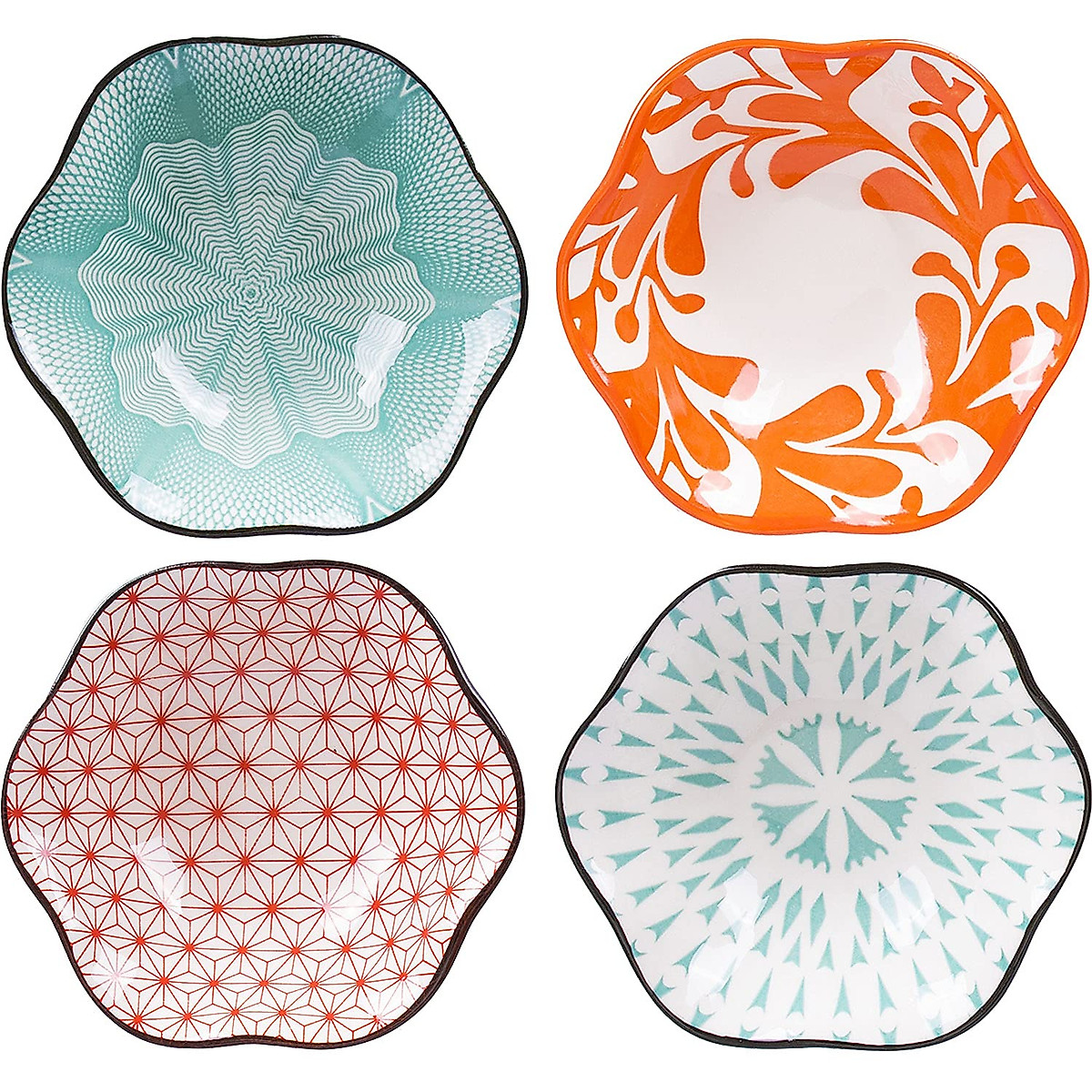 VanEnjoy Modern Style Ceramic Japanese Dipping Bowl Soy Sauce Seasoning Dishes Soy Dipping Sauce Dishes Set of 4