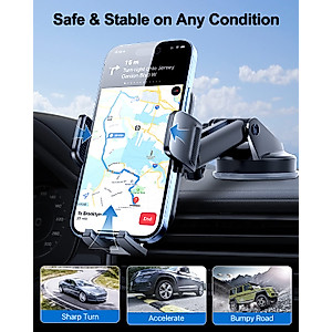 【Big Phones & Thick Case Friendly】 Universal Dashboard Phone Holder for Car, Cell Phone Holder for Car with Air Vent Clip Hands Free Clamp Cradle fit for All Smartphone iPhone Series