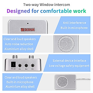 DESHUN Window intercom System Dual Way, Window Speakers, A walkie-Talkie That can be Attached to Glass,Built-in Microphone, intercom System for The Business/Bank/Office/Hospital/Station/Catering