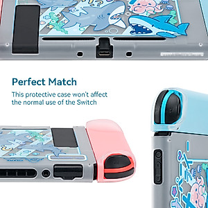 GeekShare Matte Protective Case Slim Cover Case Compatible with Nintendo Switch Only - Shock-Absorption and Anti-Scratch - Shark Party