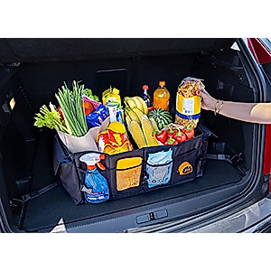 Magnelex Car Trunk Organizer - Large Collapsible Multi Compartment Car Storage Organizer for Sedan, SUV, Truck. 12 Pockets and Heavy Duty Adjustable Straps. Car Accessories for Women and Men