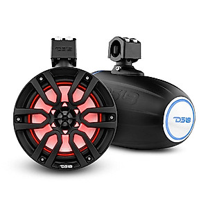 DS18 NXL-X8TP/BK Hydro 8" Marine Water Resistant Wakeboard Towers Speakers with Integrated RGB LED Lights - 375 W Max 125 W RMS 4 Ohms - Great for Boats Motorsports Jeep ATV & UTV - Pair