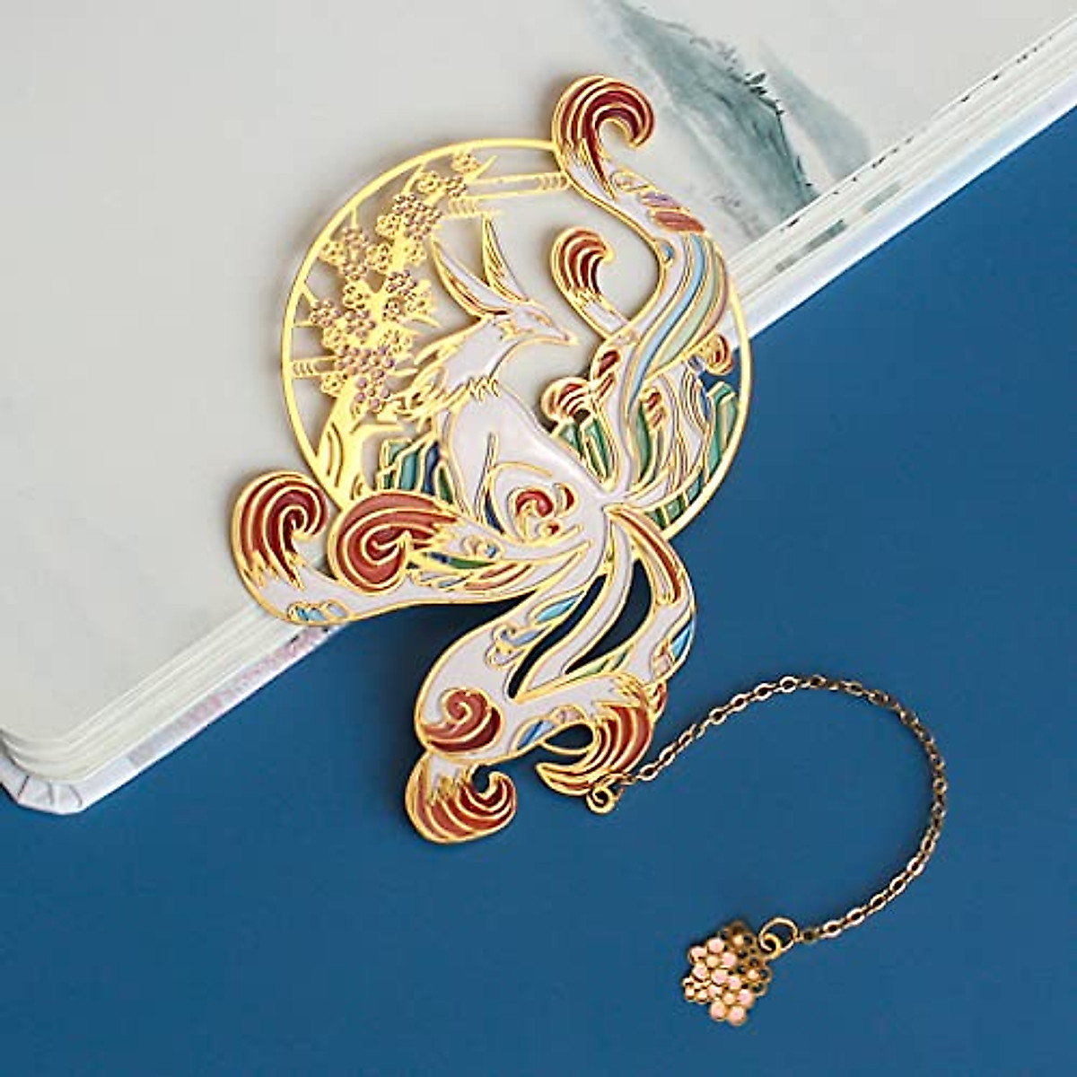 Bookmark Fox Animal Marker Bookmark of Pages Book Clip with Pendant Pagination Mark Metal Chinese Style 1Piece