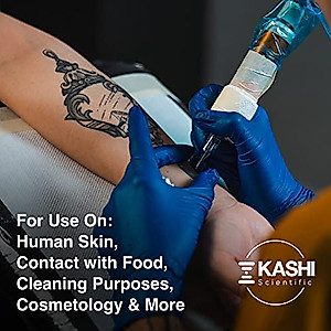 Kashi Scientific Medical Examination Nitrile Gloves - X-Small - Powder-Free, Latex-Free, Finger Tip Textured Gloves, 4 mil Thick Blue Glove, Patient Safe, Food Safe - Box of 100 Nitrile Exam Gloves