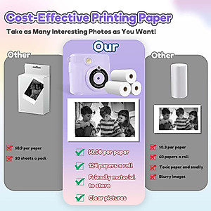 Kids Camera Instant Print, Christmas Birthday Gifts for Girls and Boys Age 3-12,1080P Kids Instant Cameras That Print Photos,Portable Toddler Toy for 3 4 5 6 7 8 9 10 11 Year Old Boys (Purple)