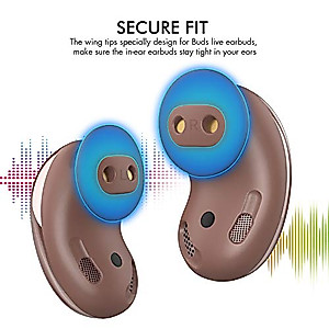 AhaStyle Galaxy Buds Live Ear Tips 6 Pairs Silicone Earbuds Wingtips Replacement Tips Accessories Compatible with Samsung Galaxy Buds Live (Brown)