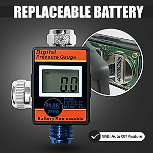 LE LEMATEC Air Compressor Regulator Valve with Digital Pressure Gauge, for Precise Control in Air/Pneumatic Tool, Spray Painting, Tire Inflation & More, ¼ NPT, Up to 160 PSI, LED Display (DAR01B)