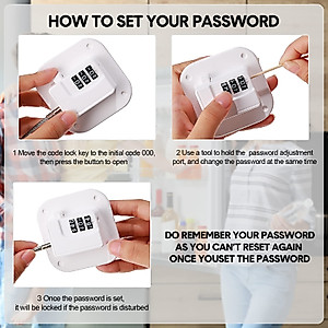 Yuntau 4 Pieces Coded Fridge Lock 3 Number Fridge Freezer Lock Child Safety Coded Locks Window Locks with Good Adhesive Mini Fridge Lock for Adults Drawer Lock Window Freezer Door