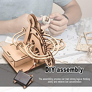 Marble Run 3D Wooden Puzzle for Adults and Teens,DIY Model Kit,Educational Jigsaw Puzzles Building Toys, STEM Projects Science Experiments Runs on Solar, Gift for Women/Kids Ages 8-10-12-14