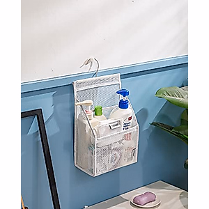 Jelier Hanging Mesh Shower Caddy,Bath Storage Basket Organizer for Camping,Cruising,Gym,College,RV (White)