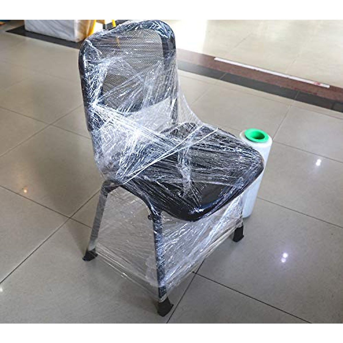 2 Pack 1500ft Industrial Clear Stretch Wrap Film 70 Gauge 15" with 3inch Plastic Rolling Handle for Pallet Wrap, Durable Self-Adhering Packing, Moving, Packaging, Heavy Duty Shrink Film, BOMEI PACK