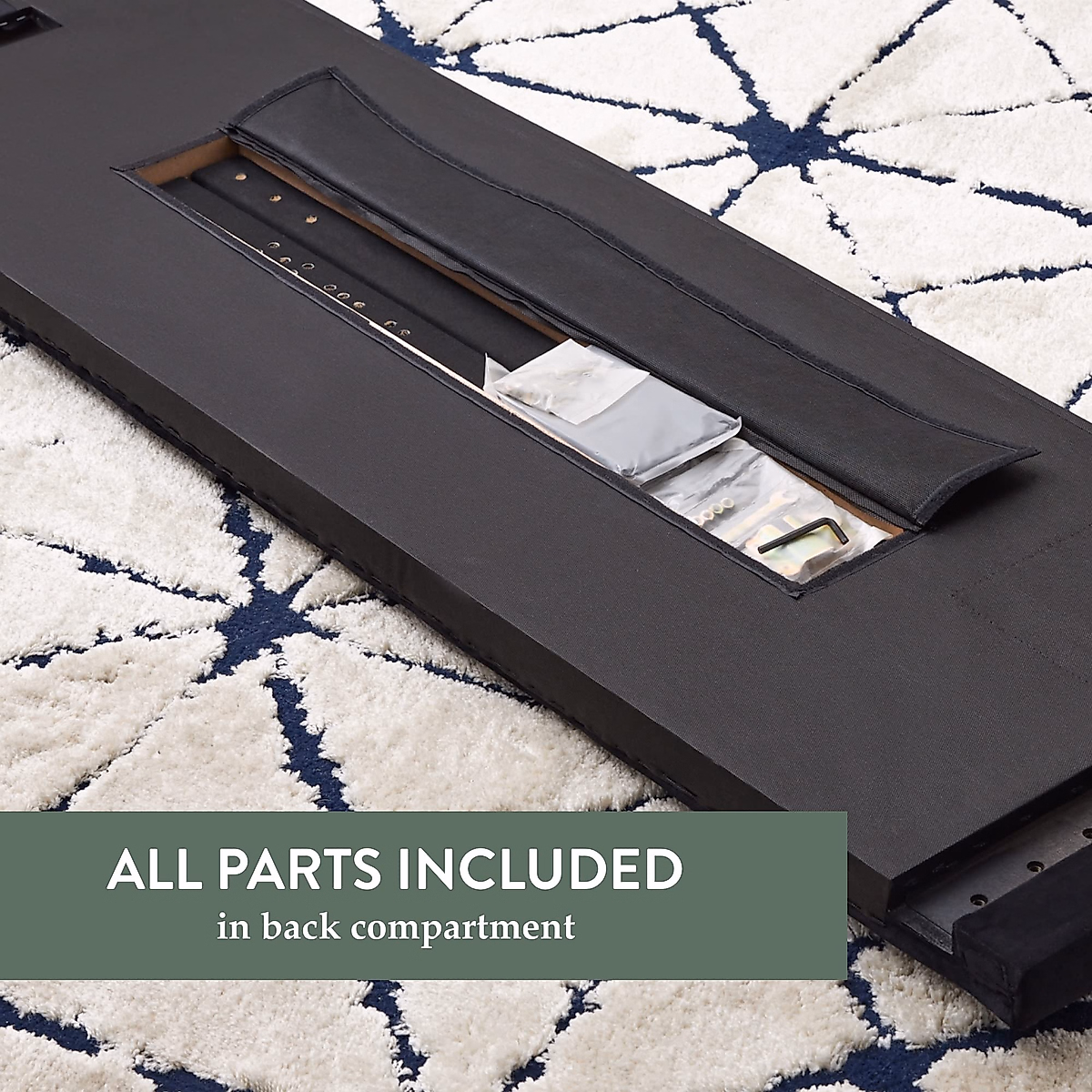 Edenbrook Miller Low Profile, Performance Velvet Headboard for Twin Size Bed-Black Upholstered Twin Headboard