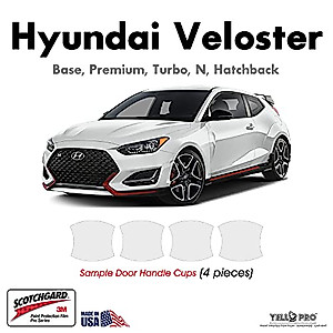 YelloPro Custom Fit Door Handle Cup 3M Scotchgard Anti Scratch Clear Bra Paint Protector Film Cover Self Healing PPF Guard Kit for 2019 2020 2021 2022 Hyundai Veloster Hatchback