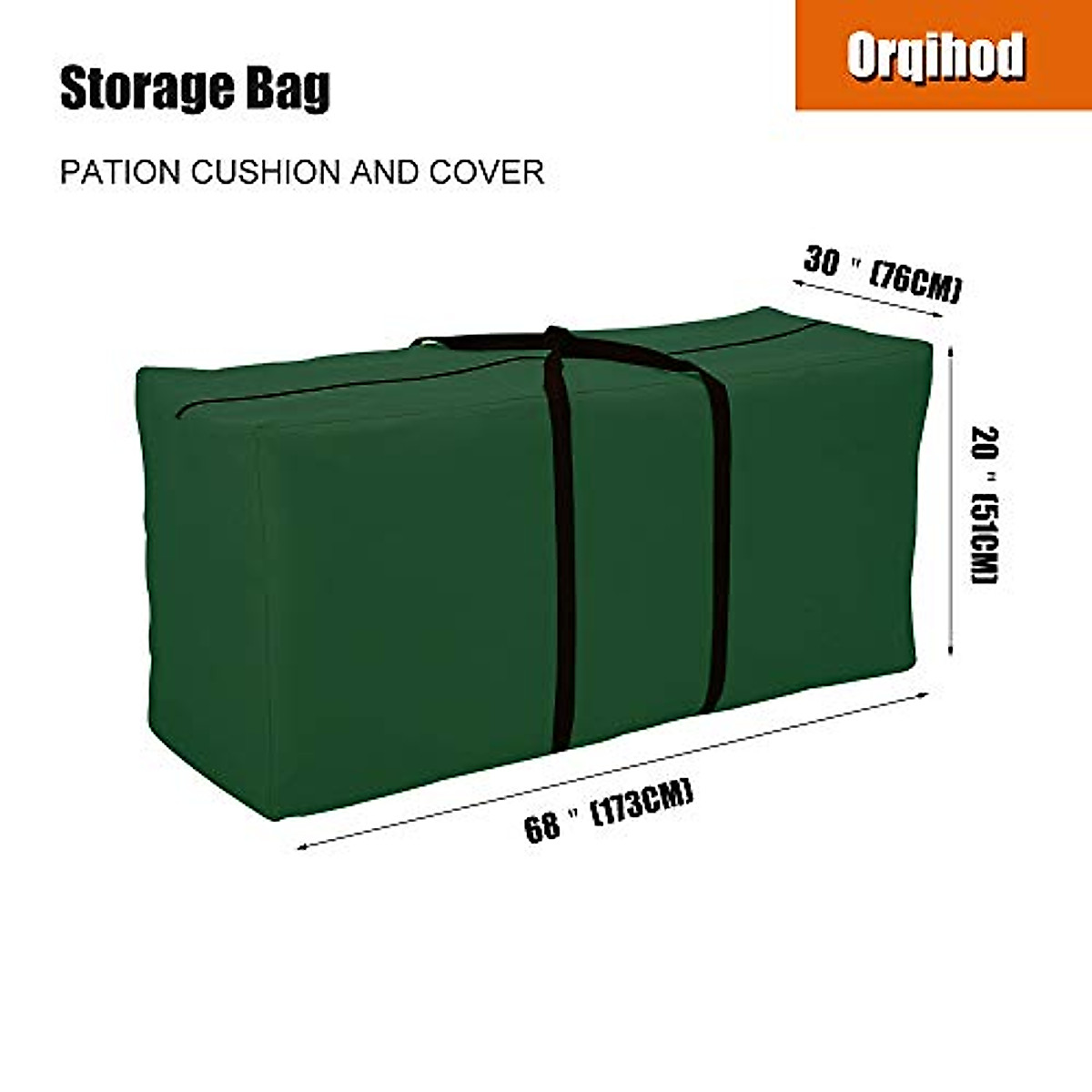 Orqihod Outdoor Cushion Covers and Storage Bag, 68”x30“x20”Extra Large Patio Furniture Seat Cushions Carrying Bag, Green, Waterproof