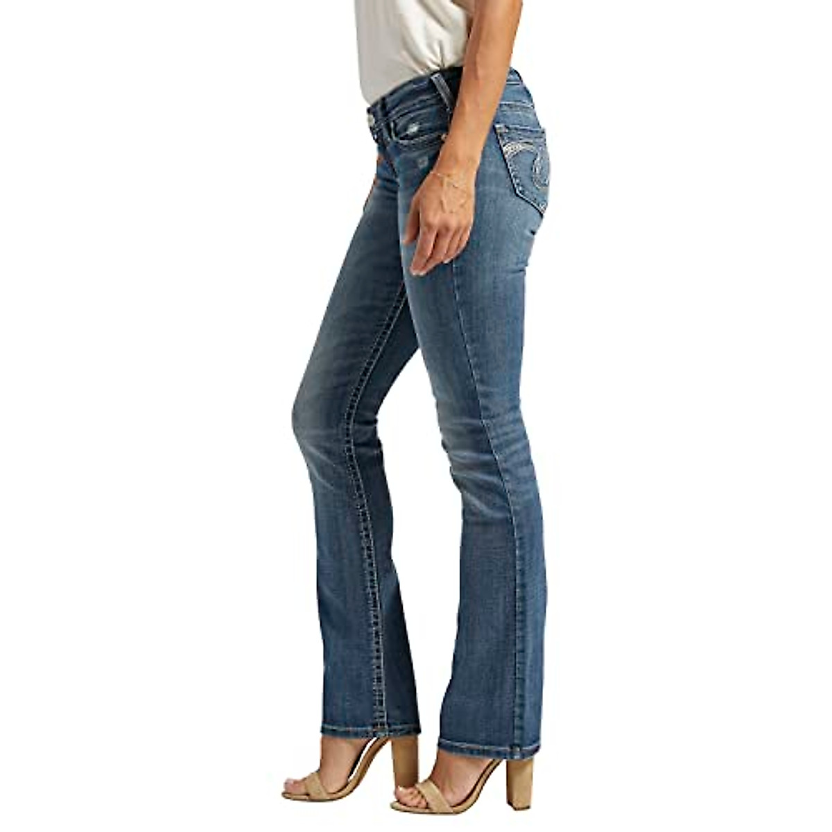 Silver Jeans Co. Women's Tuesday Low Rise Slim Bootcut Jeans, Medium Indigo Wash, 30W X 31L