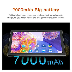 Zyyini MA11 10 Inch Calling Tablet for Android 11, 6GB RAM 256GB ROM Octa Core CPU,Dual Camera 2 Card Slots 7000mAh,for Daily Entertainment and Travel(White)