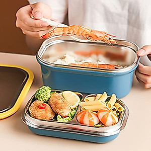 Gigicloud Stainless Steel Bento Box, Portable Lunch Box For Adult Stainless Steel Compartment Sealed Food Storage Containers