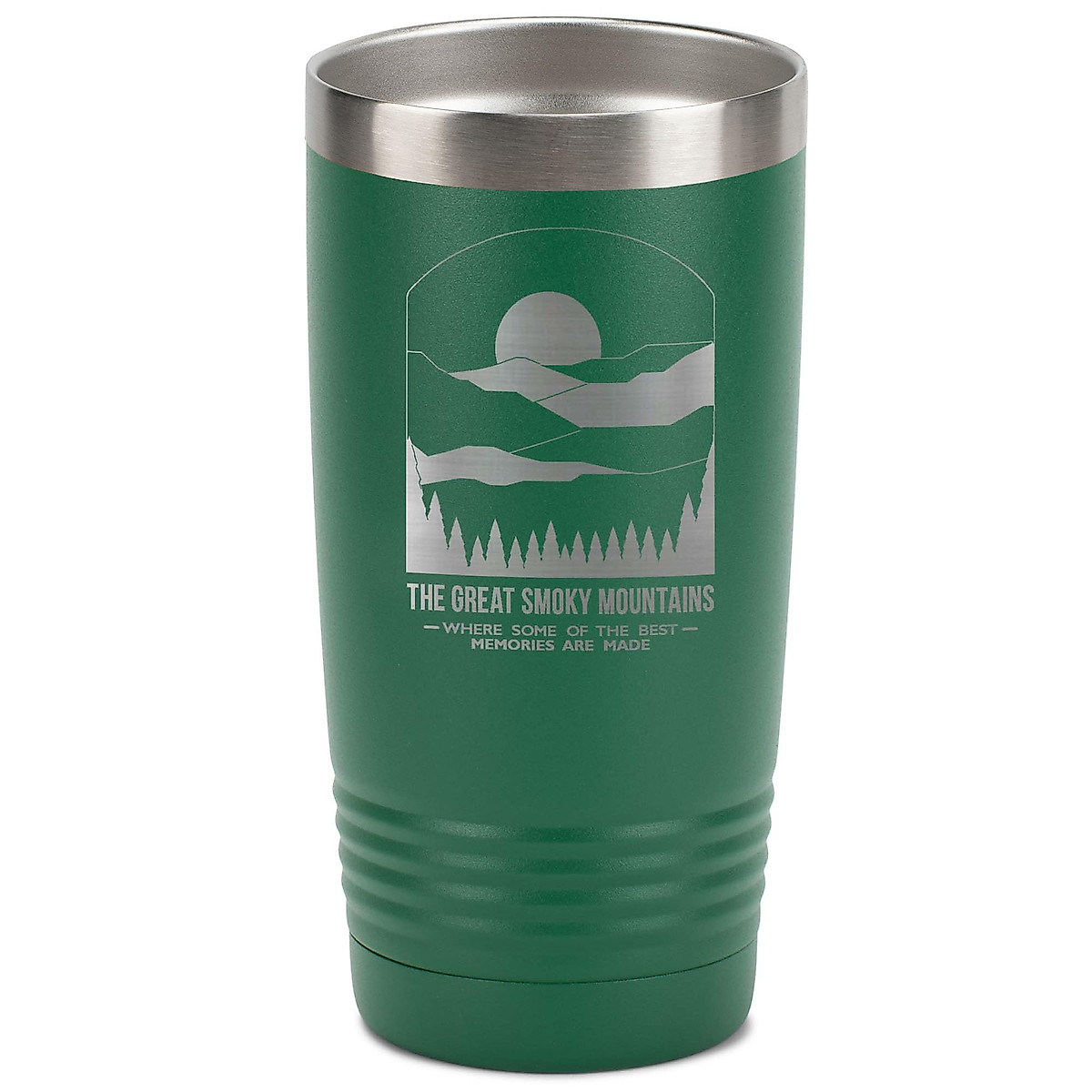100 North, Polar Camel, United States National Parks, Green 20 Ounce, Stainless Steel, Vacuum Insulated Travel Tumbler Mug With Clear Lid, The Great Smoky Mountains Best Memories Are Made