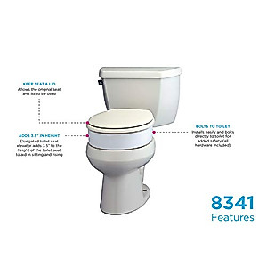 NOVA Medical Products Toilet Seat Riser, Raised Toilet Seat, White, 1 Count