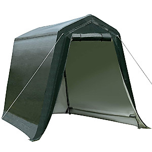 Tangkula 6 Ft x 8 Ft Outdoor Storage Shelter, Enclosed Carport Tent w/All-Steel Metal Frame and Waterproof Ripstop Cover, Outdoor Garage Tent with Sidewalls (6 Ft x 8 Ft)