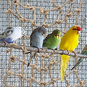 POPETPOP Pet Climbing Rope Net Bird Climbing Rope Ladder Parrot Cage Hanging Toys for Small Animal Hamster Conures Parrots Love Birds Finches