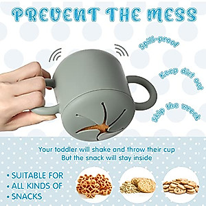 Zopeal 6 Pieces Silicone Snack Cups for Toddlers Spill Proof Food Container with Dust Proof Lid Double Handles for Infants Boys Girls, 6 Colors