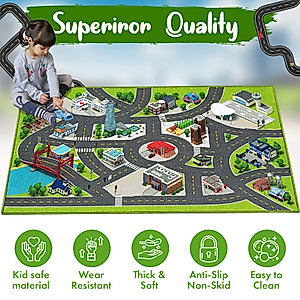 Kids Carpet Playmat City Life 3D Playroom Rug | 30 x 60 Inch Extra Large Toddler Activity Mat for Race Cars & Toys | Playroom Rug Makes a Fun Educational Gift Idea for Boys & Girls (Colored)
