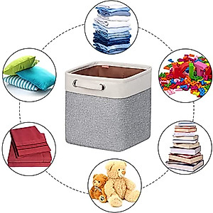 Kntiwiwo Cube Storage Bins 10.5” x 10.5 x 11” Cloth Baskets for Storage with Handles for Shelf, Closet, Nursery, Office Organizer, Set of 6