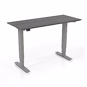 Safco Height Adjustable Compact Tall Table Desk - 24.5" to 50" H Mocha Laminate/Silver Frame