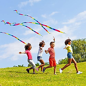 FEQO 25 Pack Dance Ribbon Streamers 78.7 Inch Ribbon Streamer Wand on Stick Coloful Ribbons Gymnastics Baton Streamer Twirling Ribbons for Dance Kids Party Favors