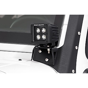 Rough Country Lower Windshield Light Brackets for 07-18 Jeep Wrangler JK - 70044 , Black