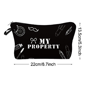 10 Pieces Letters Makeup Bags Cosmetic Pouch Travel Zipper Cosmetic Organizer Toiletry Bag Printing Pencil Bag for Women Girls Supplies Christmas Gift (Black and White Style)