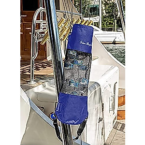 Deluxe Recycles Portable Mesh Trash Bag for Boat - Washable Leakproof Outdoor Garbage Bags for Boat, Kayak or Camper – Lightweight & Large Capacity Bin Bag (Blue)