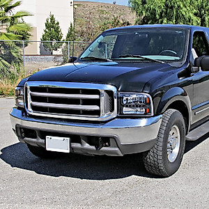 SPEC-D TUNING 1Pc Black Clear Led Headlights Compatible with 1999-2004 Ford F250 F350 F450 Super Duty, 2000-2004 Ford Excursion, L+R Pair Head Light Lamp Assembly