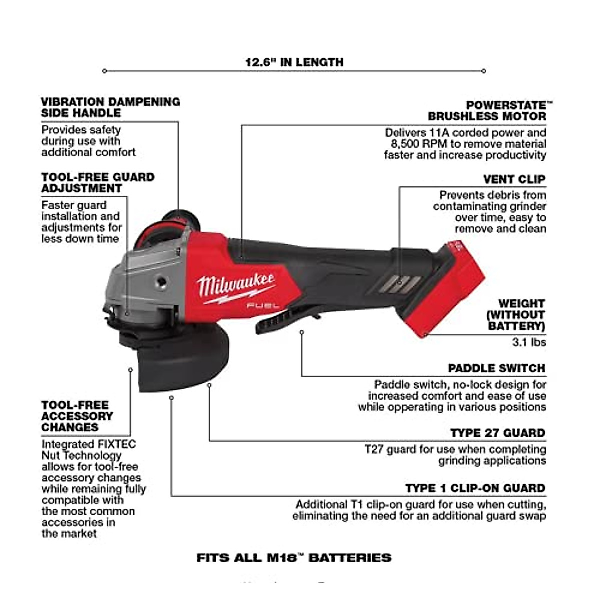 Milwaukee M18 FUEL 18-Volt Lithium-Ion Brushless Cordless Combo Kit with Two 5.0 Ah Batteries, 1 Charger, 2 Tool Bags (7-Tool)
