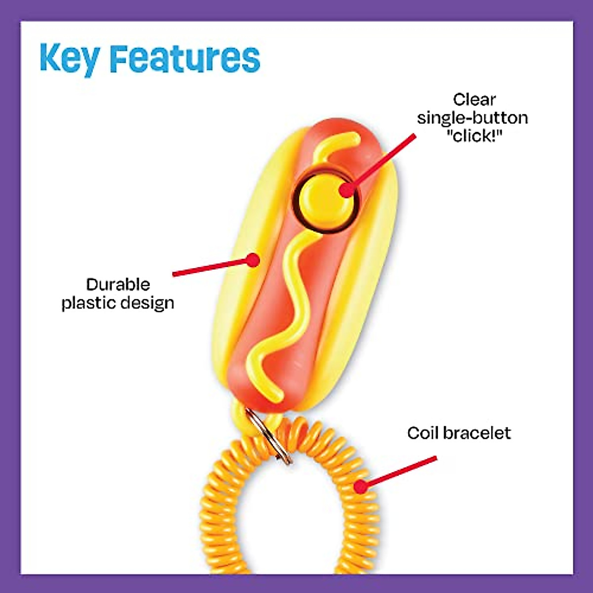 Brightkins Smarty Pooch Hot Dog Training Clicker - Dog Training Clicker, Perfect for Dog Training and Obedience Games, Clicker for Dog Training