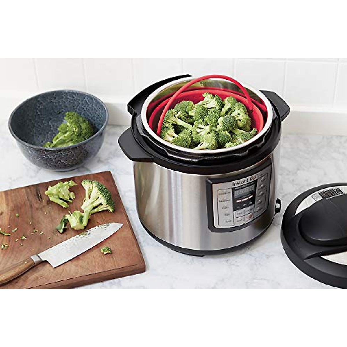 Fox Run Collapsible Silicone Steamer Basket Insert for Instant Pot, 6-Quart, Red