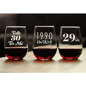 29ish - Funny 30th Birthday Wine Glass for Women Turning 30 - Large 17 Oz - Bday Party Decorations