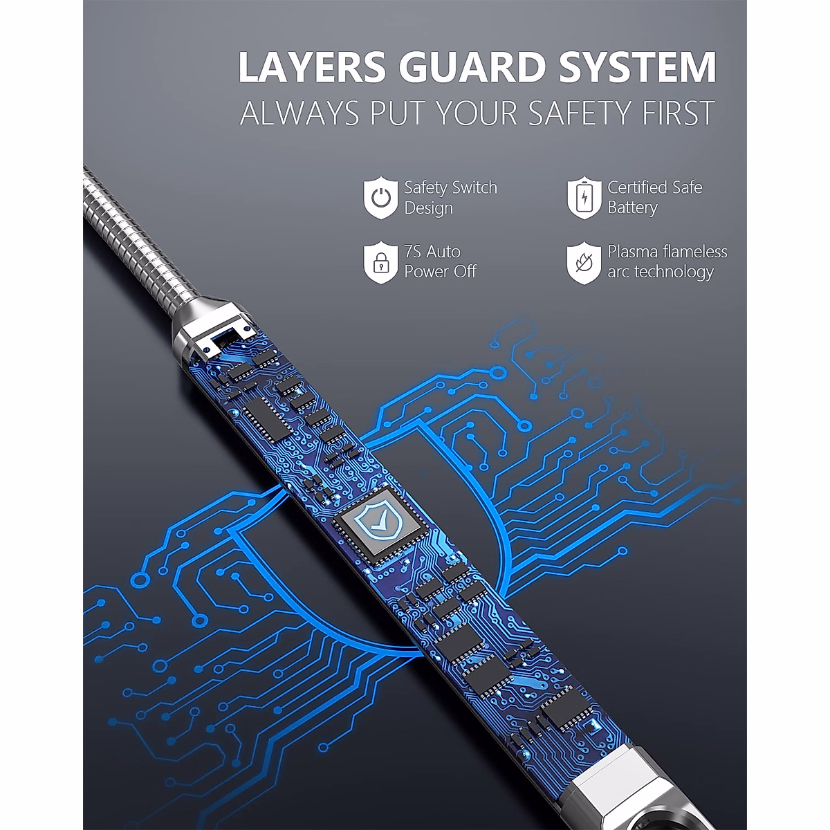 Candle Lighters,Electric Lighter Rechargeable Lighter USB Arc Long Lighter with LED Display, 360° Flexible Neck Flameless Grill for Candle Aromatherapy Camping BBQ Gas Stoves (Black)