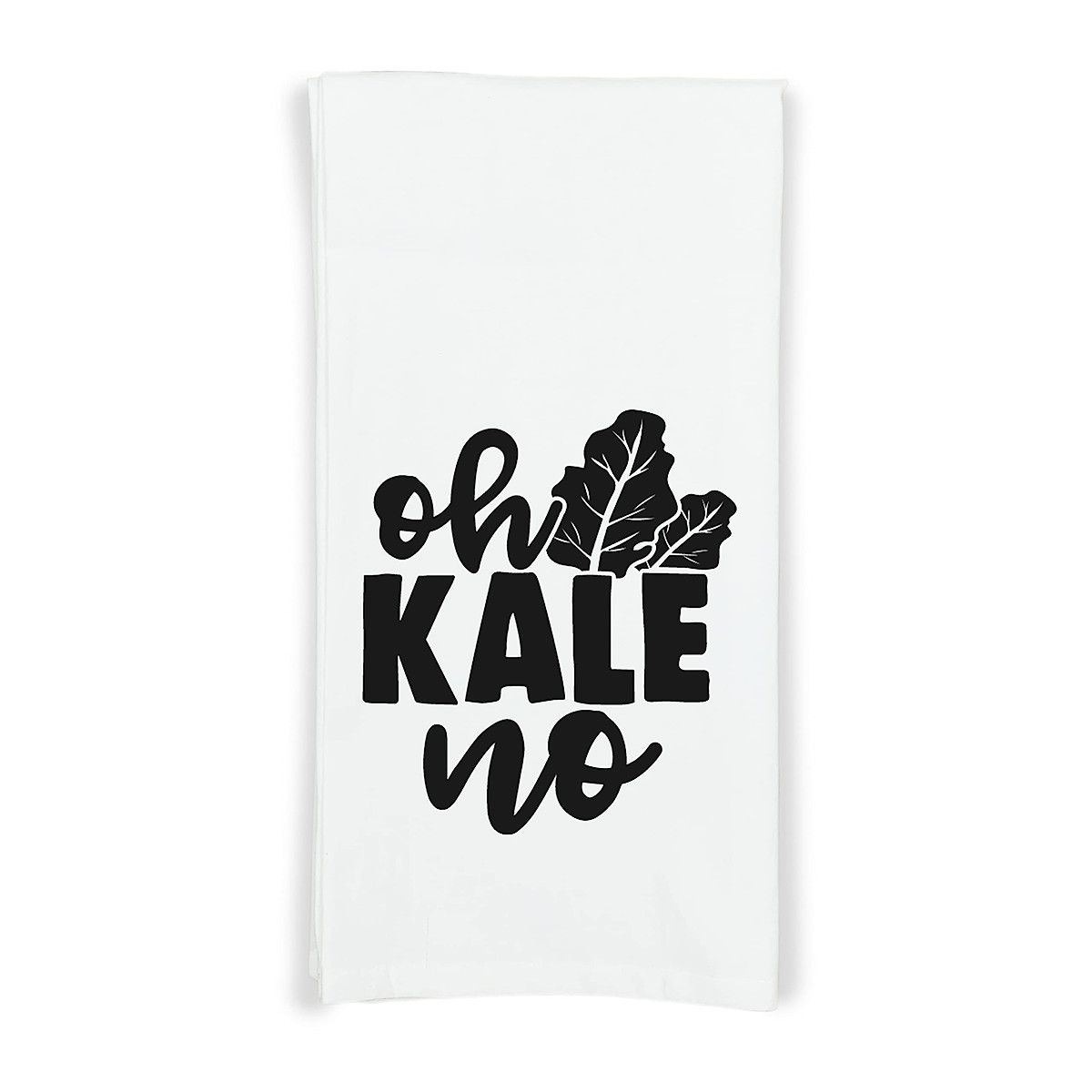Oh Kale No Flour Sack Kitchen Towel with Hanging Loop - Funny Cute Vegetable Pun Dish Cloth Housewarming Hostess Birthday Christmas Veggie Lover Gift