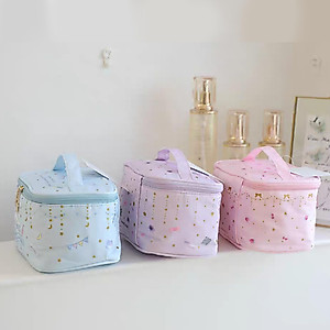 Ku-ro-mi Travel Cosmetic Bag PU Travel Toiletry Bag Makeup Accessories Mirror, Large Capacity Cartoon Cosmetic Pouch Makeup Bag with Zipper, Storage Bags Makeup Pouch for Women Girls