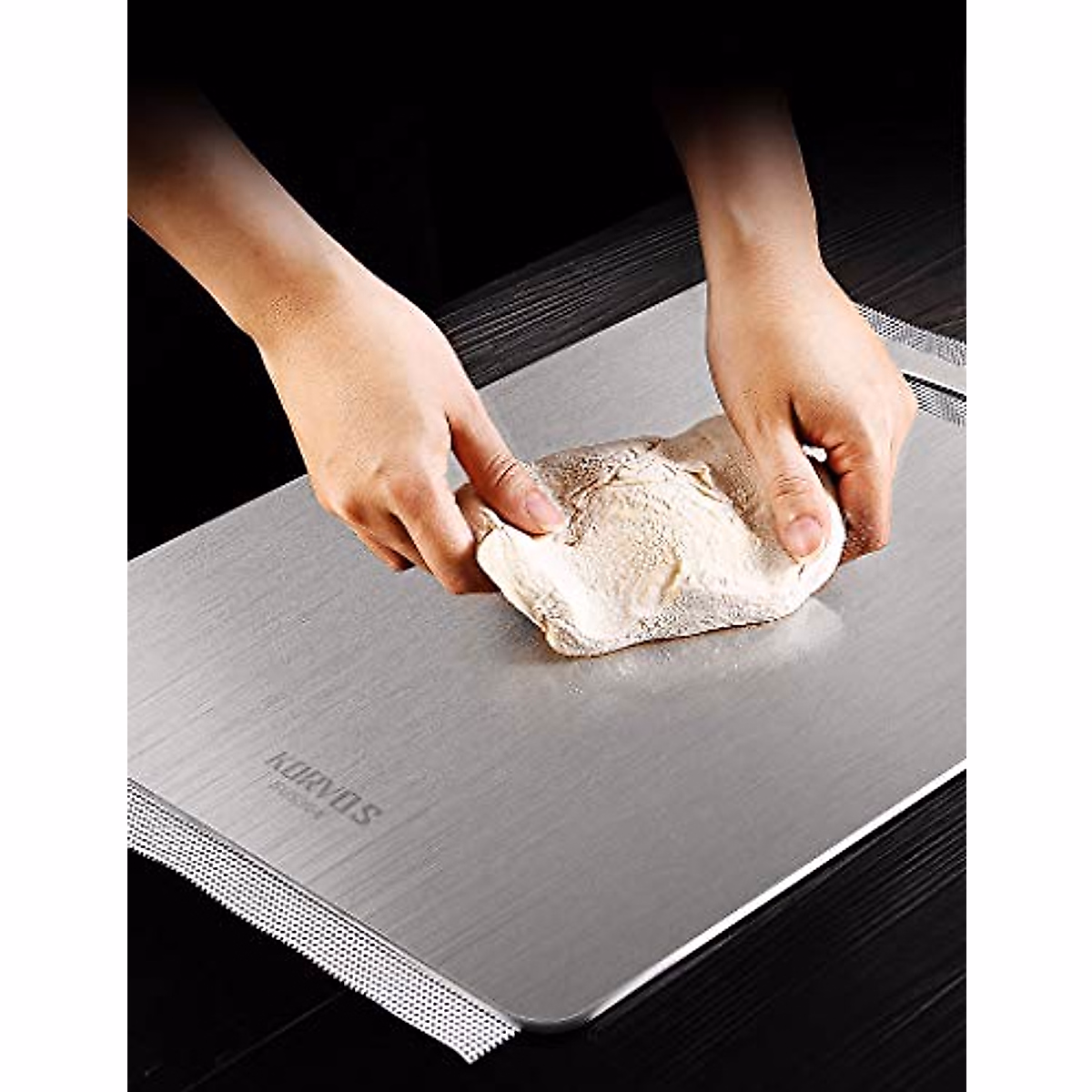KORVOS 304 Food-Grade Stainless Steel Cutting Boards for Kitchen, Butcher Block Board for Meat, Cheese, Vegetable, Heavy Duty Chopping Board, Easy to Clean
