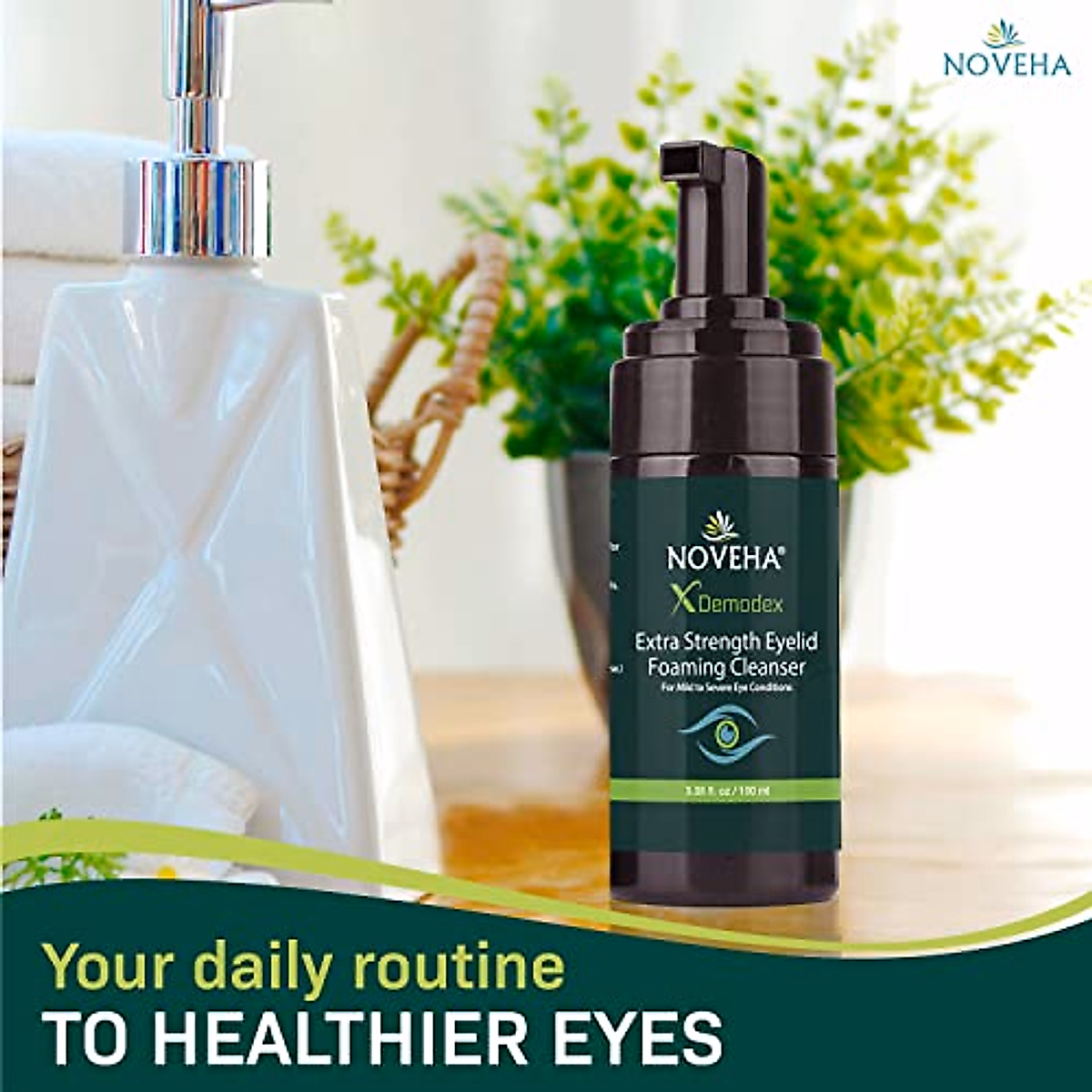 Demodex Eyelid Cleanser Foam | Extra Strength Tea Tree Oil Formula | Daily Face Wash For Eyelash, Demodex, MGD, Stye Eyes, Eye Irritations & Skin Dryness, 3.38 fl oz (100ml)