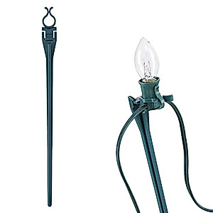 Aaron's Home Christmas Light Stakes, 100 Pack Lawn Stakes, 10 Inch String Lights Ground Stakes for C7 and C9 Lights, Plastic Outdoor Yard Stakes for Gardens, Driveways, Pathways, and Patios (Green)