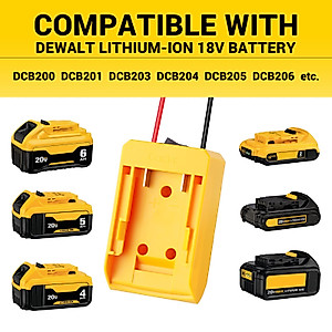 Ecarke Power Wheels Adapter for Dewalt 18V/20V DCB201 DCB205 ect Lithium Battery with Fuse & Wire terminals Power Convertor Dock Power Connector for Rc Toy Car,12 Gauge Robotics,Rc Truck,DIY(Upgrade)