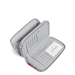 Vera Bradley Women's Cotton Collegiate All in One Crossbody Purse With RFID Protection (Multiple Teams Available), The Ohio State University Gray/Red Rain Garden - Recycled Cotton, One Size