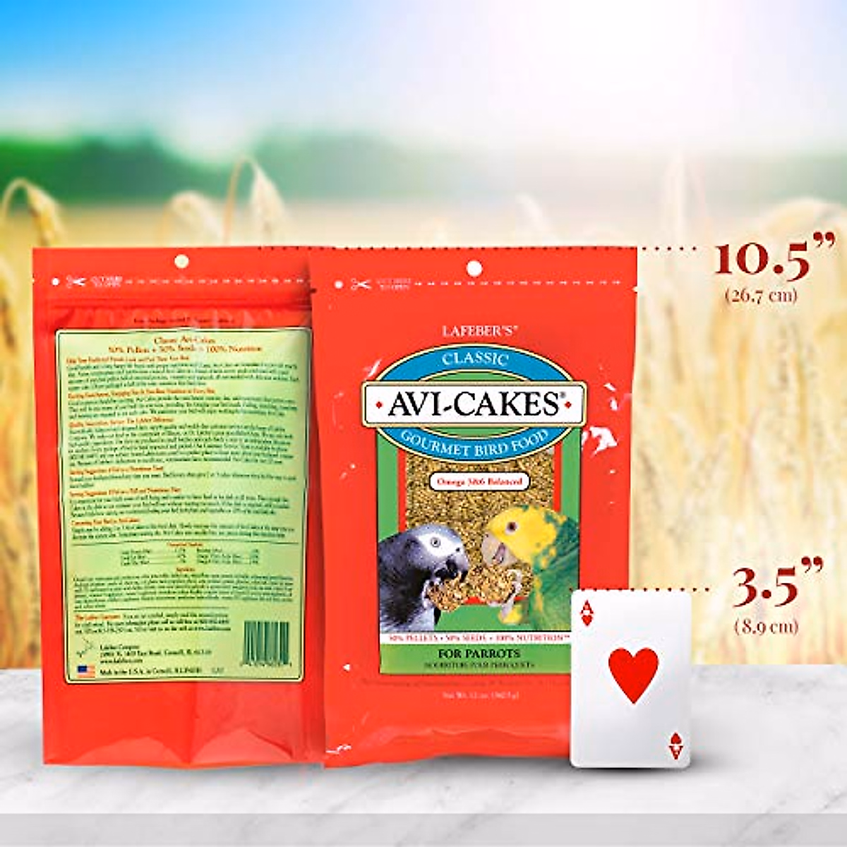 LAFEBER'S Classic Avi-Cakes Pet Bird Food, Made with Non-GMO and Human-Grade Ingredients, for Parrots, 12 oz