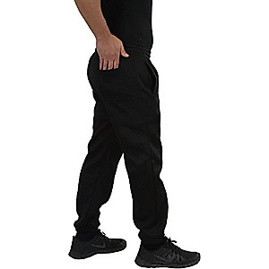 ToBeInStyle MenÆs Fleece Lined Basic Active Sweatpants with Cuffed Ankles - Black - M